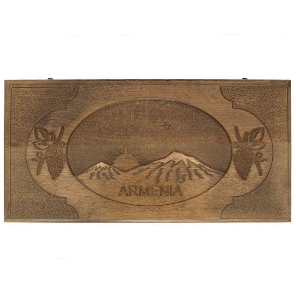 Нарды и шашки резные Рассвет в Армении 62 х 64 см бук Армения 62644 Ustyan