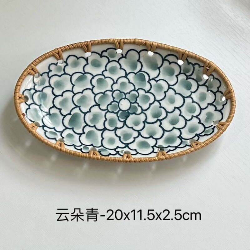 Вьетнамская корзина для закусок из ротанга, тарелка для хранения, плетеная корзина для фруктов и десертов, японская керамическая корзина для хранения на обеденном столе