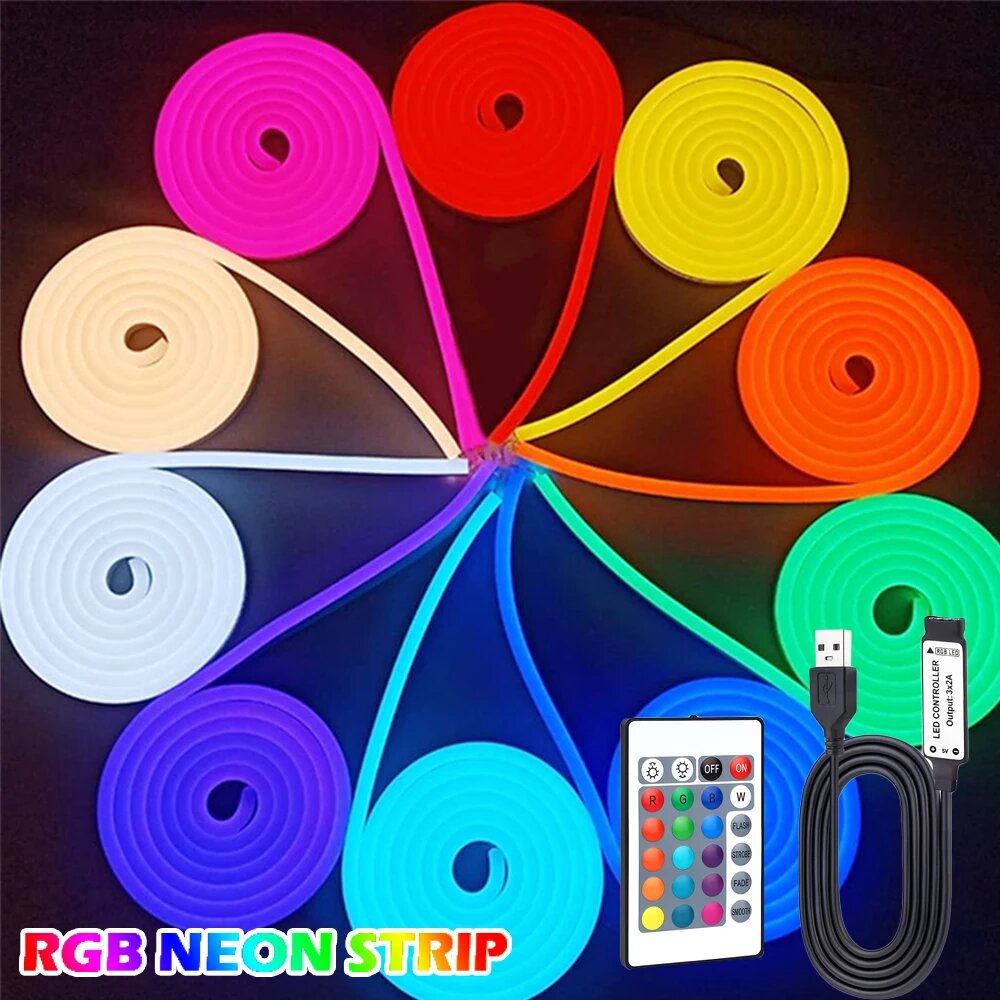 RGB неоновая лента LED, 2 метра, USB