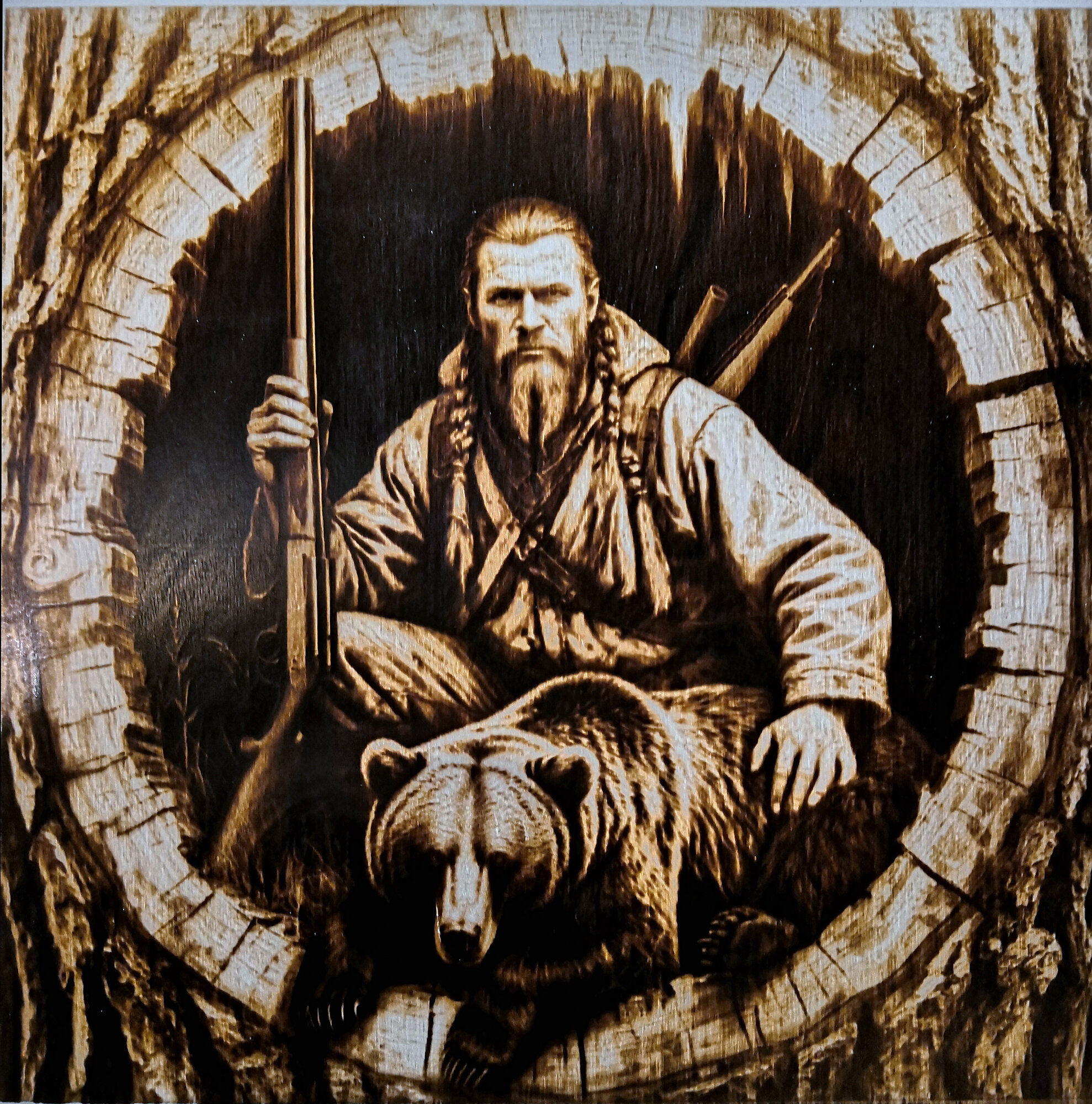 Постер в баню Выжжен на дереве Размер 30 х 30 см