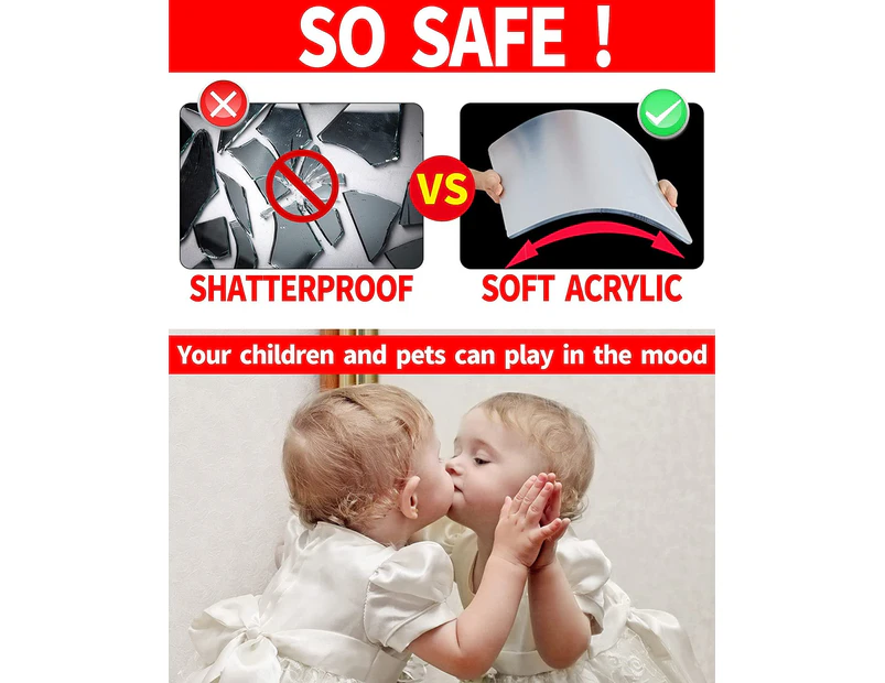 Неразбиваемое Зеркало: 0.125 Дюйма Акрил Безопасность Для Детей И Домашних Животных - Высокая Четкость Изображения Зеркало На Стену For Спальня Домашний Спортзал Прихожая