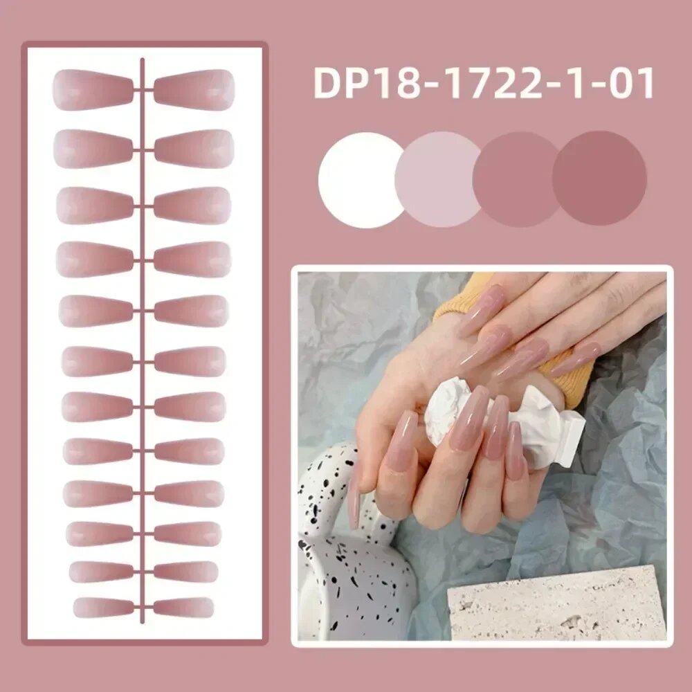 Яркие длинные балетные накладные ногти 24 шт. DP18-1722-1-01