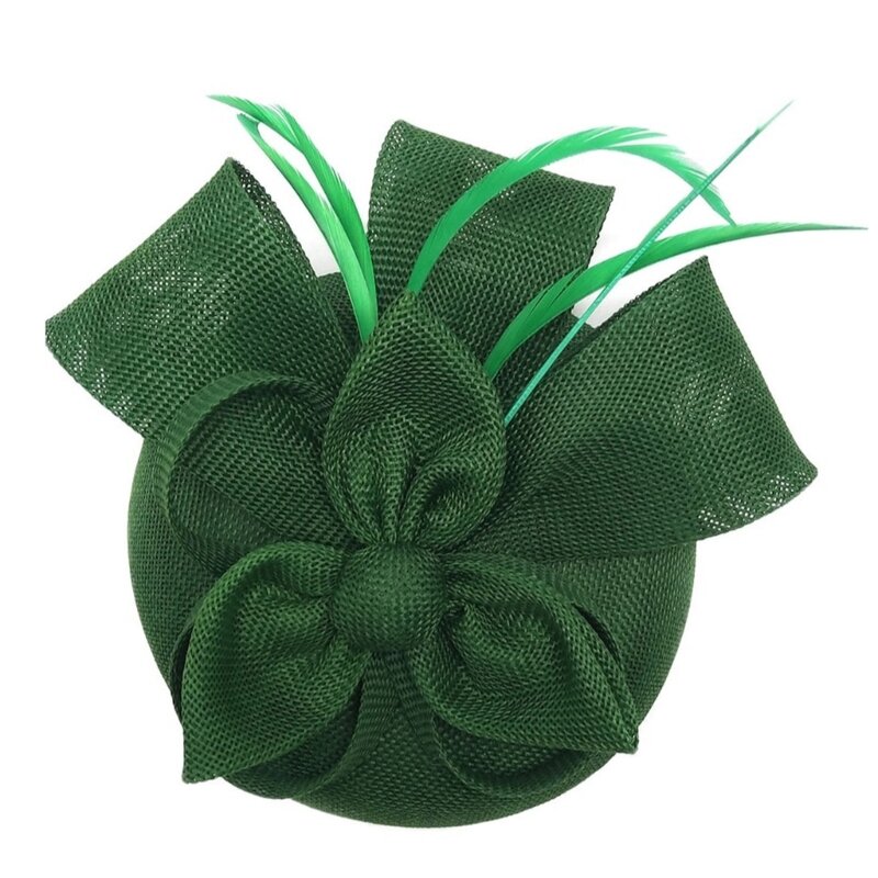 Головной Убор невесты из Перьев для вечеринки с цилиндром и коктейлем выпускного вечера-зеленый