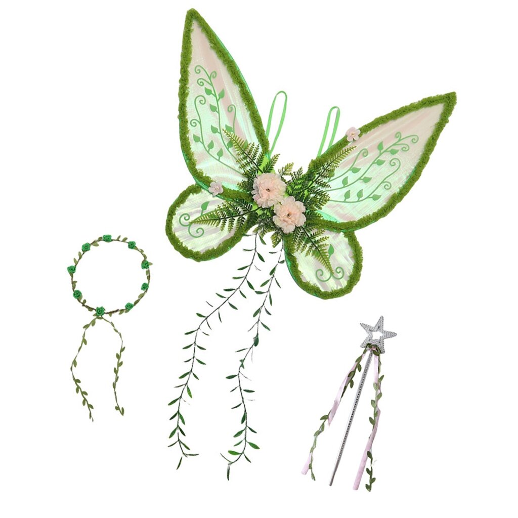 Декоративные крылья Эльфа для праздничной вечеринки-Набор из 3 частей С Крыльями из Зеленых Листьев