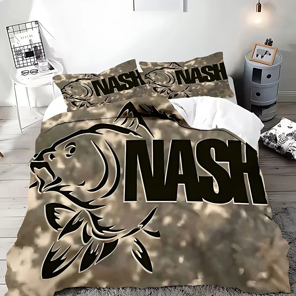 Комплект одеял с логотипом Nash Fishing и рисунком рыбы, декор для спальни взрослых и детей, подарок, размеры односпальный / двуспальный