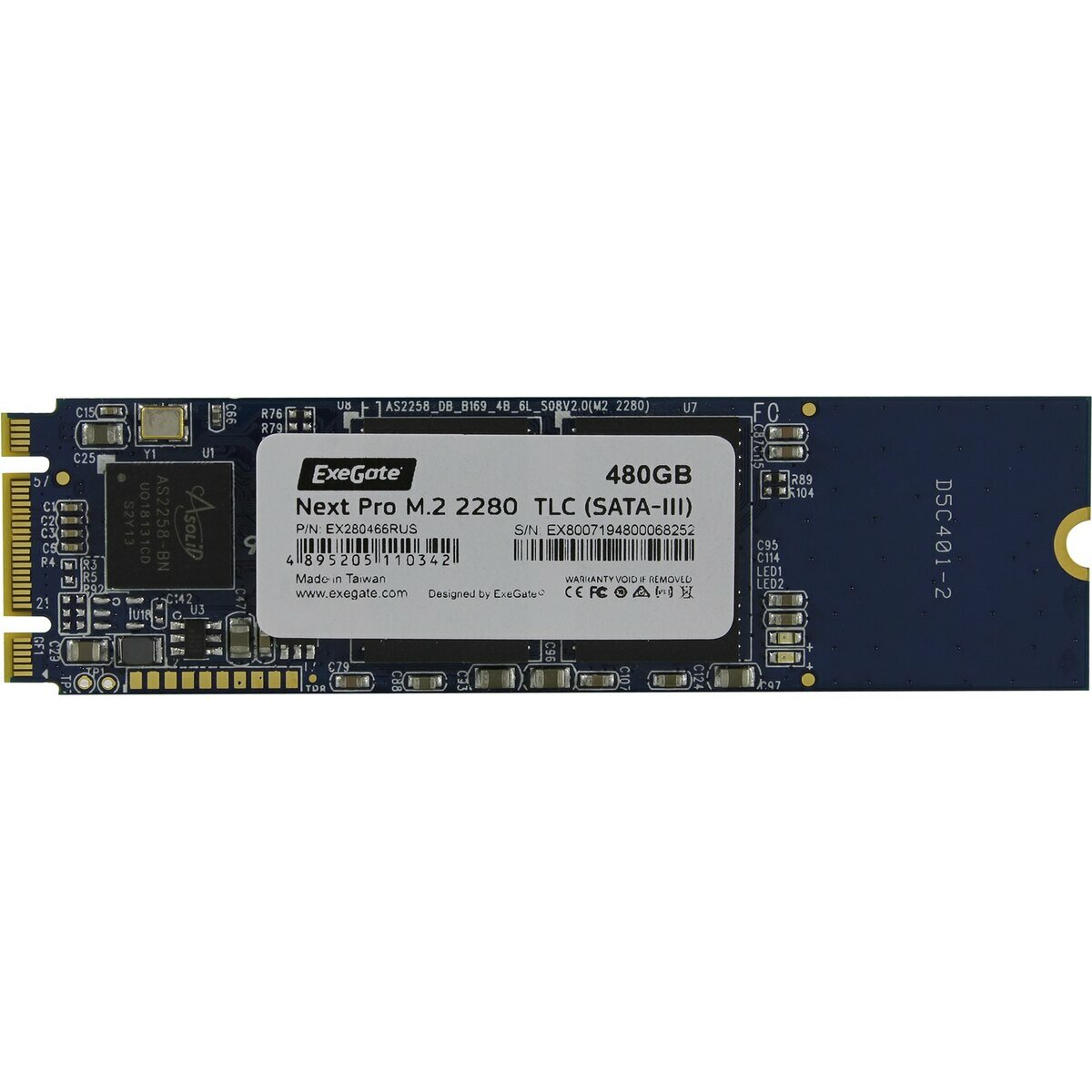 Next Pro EX280466RUS 480 Гб M.2 SATA M.2 Type 2280 B&M Key, TBW 200, 0.57 DWPD — фото 1