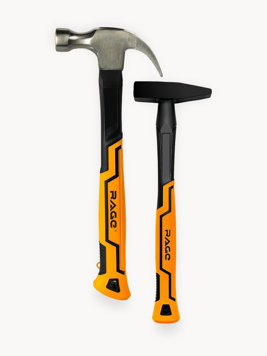 Набор молотков 2 шт слесарный 200 г и с гвоздодером 450 г RAGE