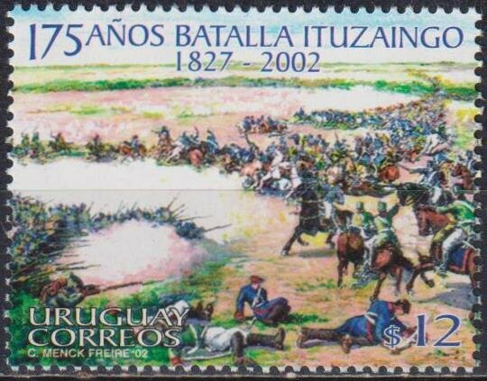 Почтовые марки Уругвай 2002г. "175 лет битве Ицузаинго" Войны, Лошади MNH
