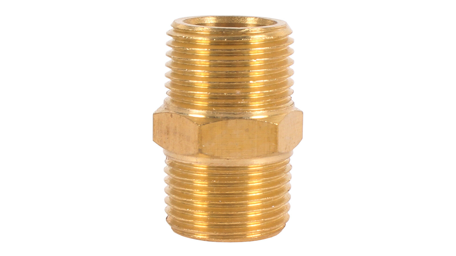 Ниппель 3/8 дюйма латунь ROCKFORCE в блистере, резьба наружная/наружная, цилиндрическая трубная