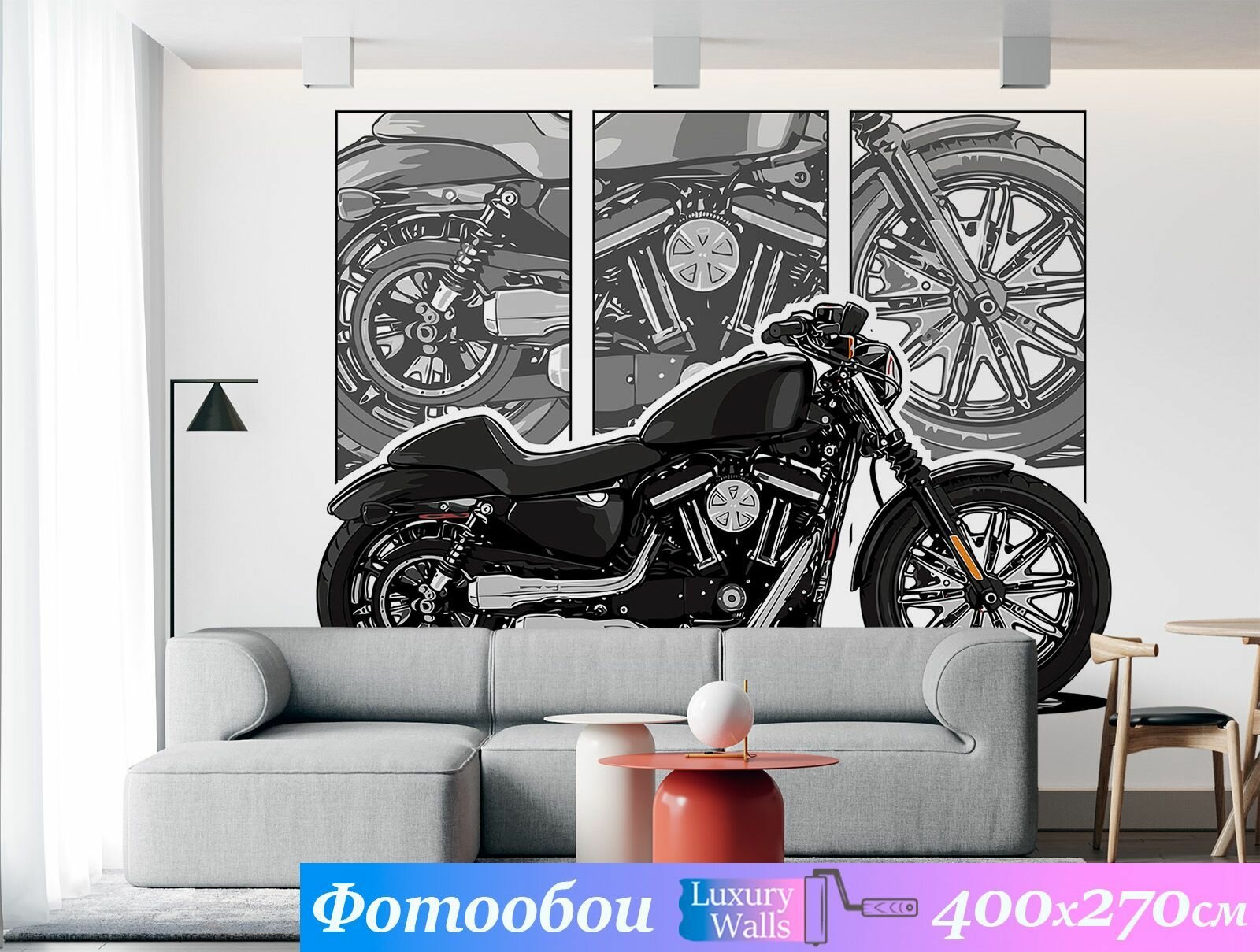 Фотообои 3d на стену флизелиновые Luxury Walls AM16204 Мото 400х270 см