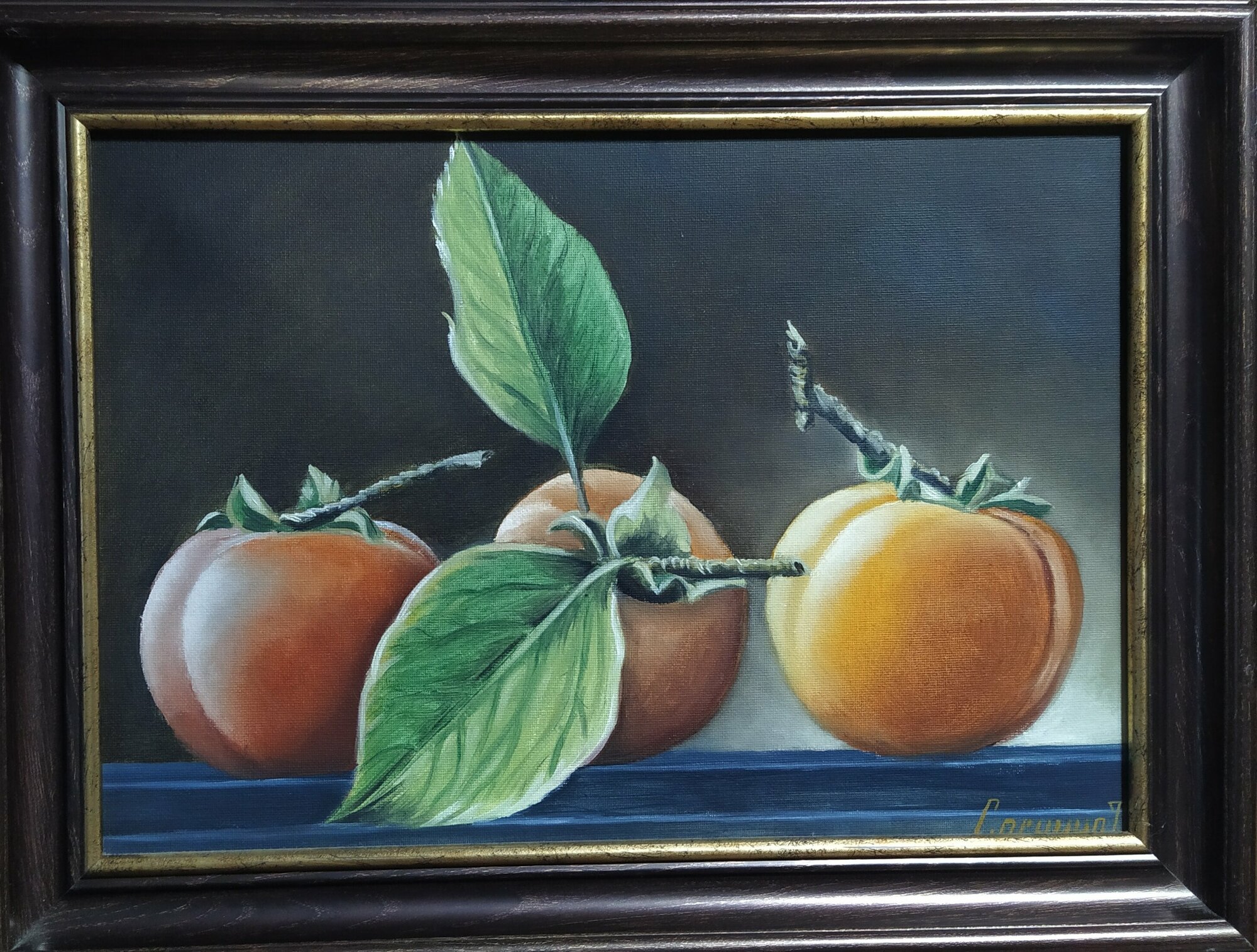 Натюрморт "Натюрморт с хурмой", картина маслом, холст 36*48 см, ручная работа, Соснина Татьяна.