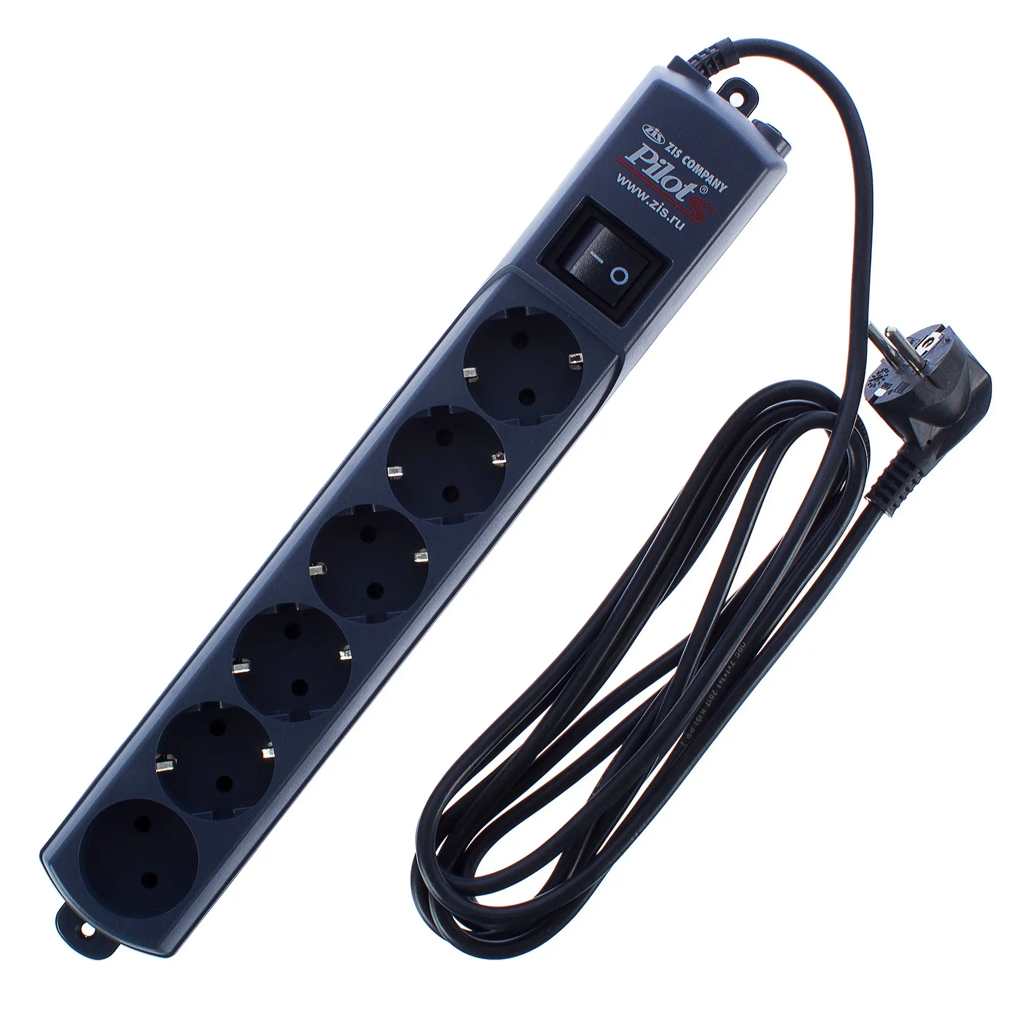 Сетевой фильтр/Удлинитель Pilot S 5 розеток с заземлением 1 розетка без заземления 3 м 2200 Вт, цвет черный