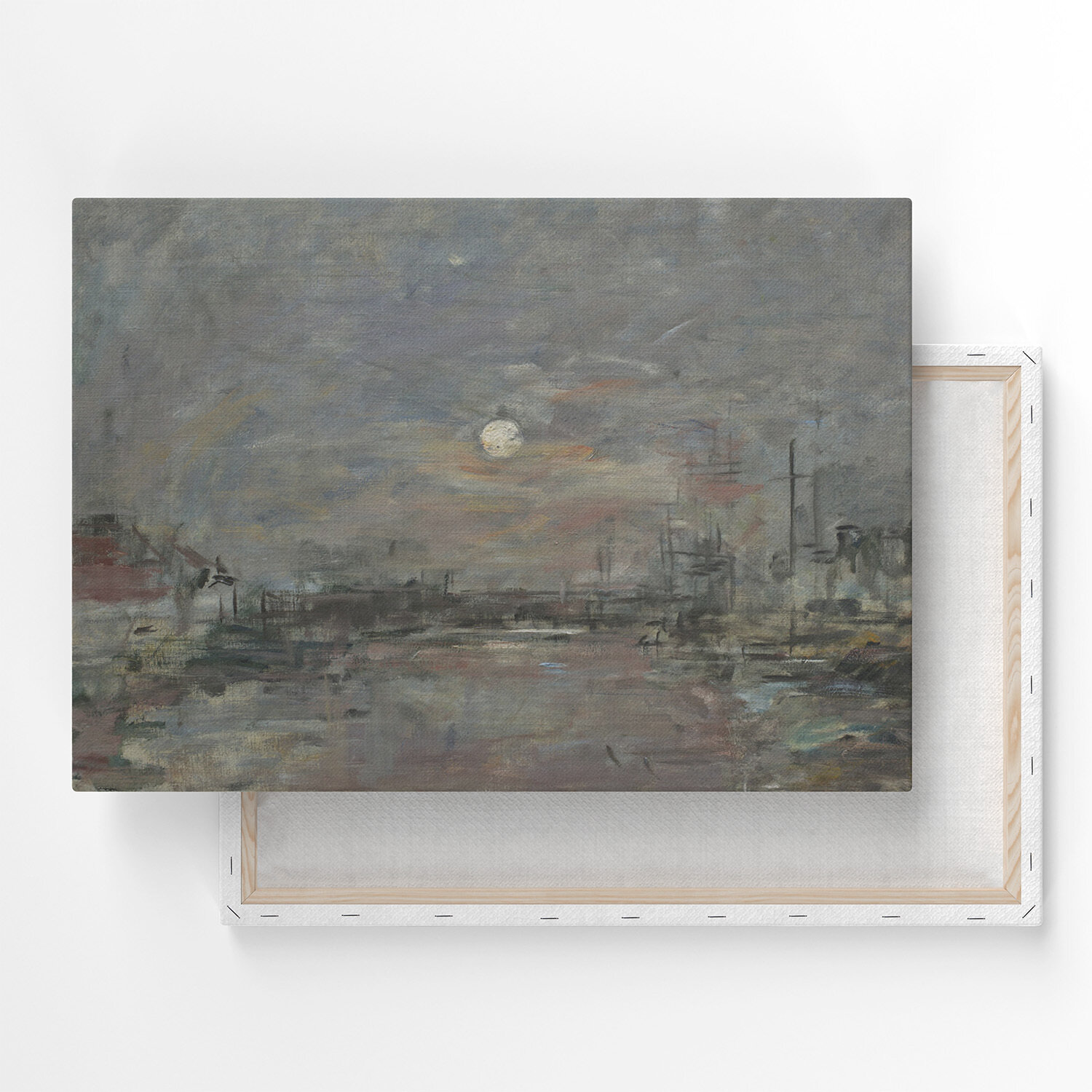 Картина на холсте, репродукция / Crepuscule sur le bassin / Эжен Буден / Размер 80 x 106 см