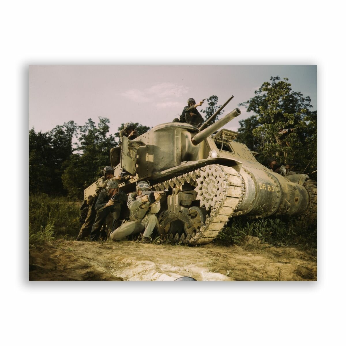Постер, плакат на бумаге / Американские военные 40-х годов - Танк / Размер 60 x 80 см