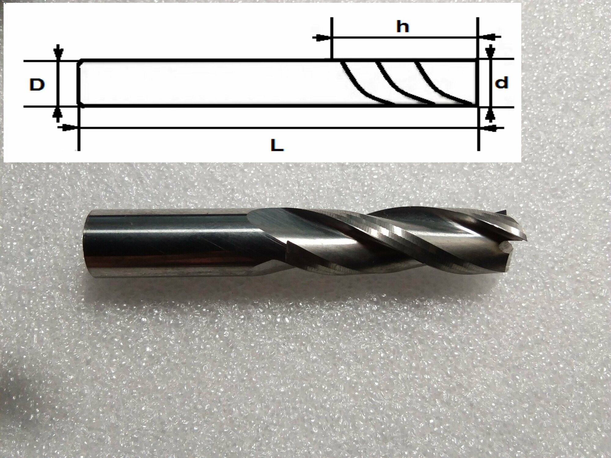 Спиральная трехзаходная фреза 3L1032, d-10/ h-32/ D-10/ L-60. X series для ЧПУ станка.