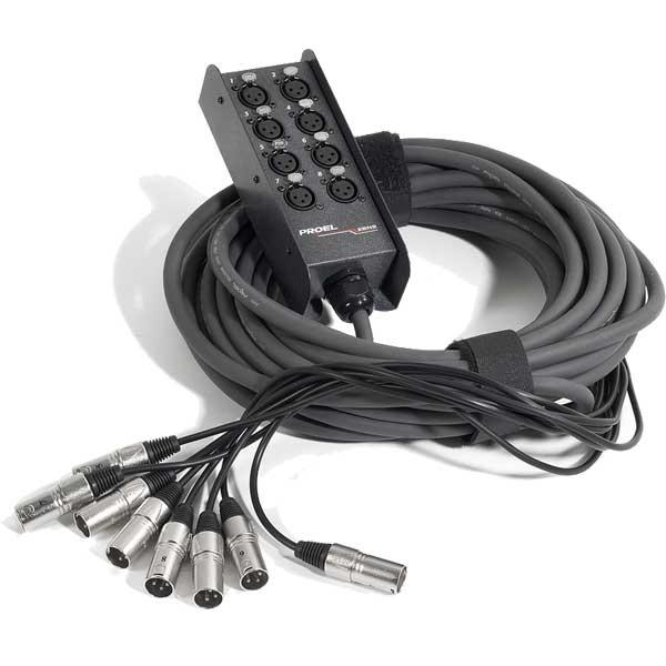 Proel EBN8LU10- Сценический удлинитель с 8 разъемами XLR 3-pin (розетка) и 8 разъемами XLR 3-pin (вилка), длина 10 м