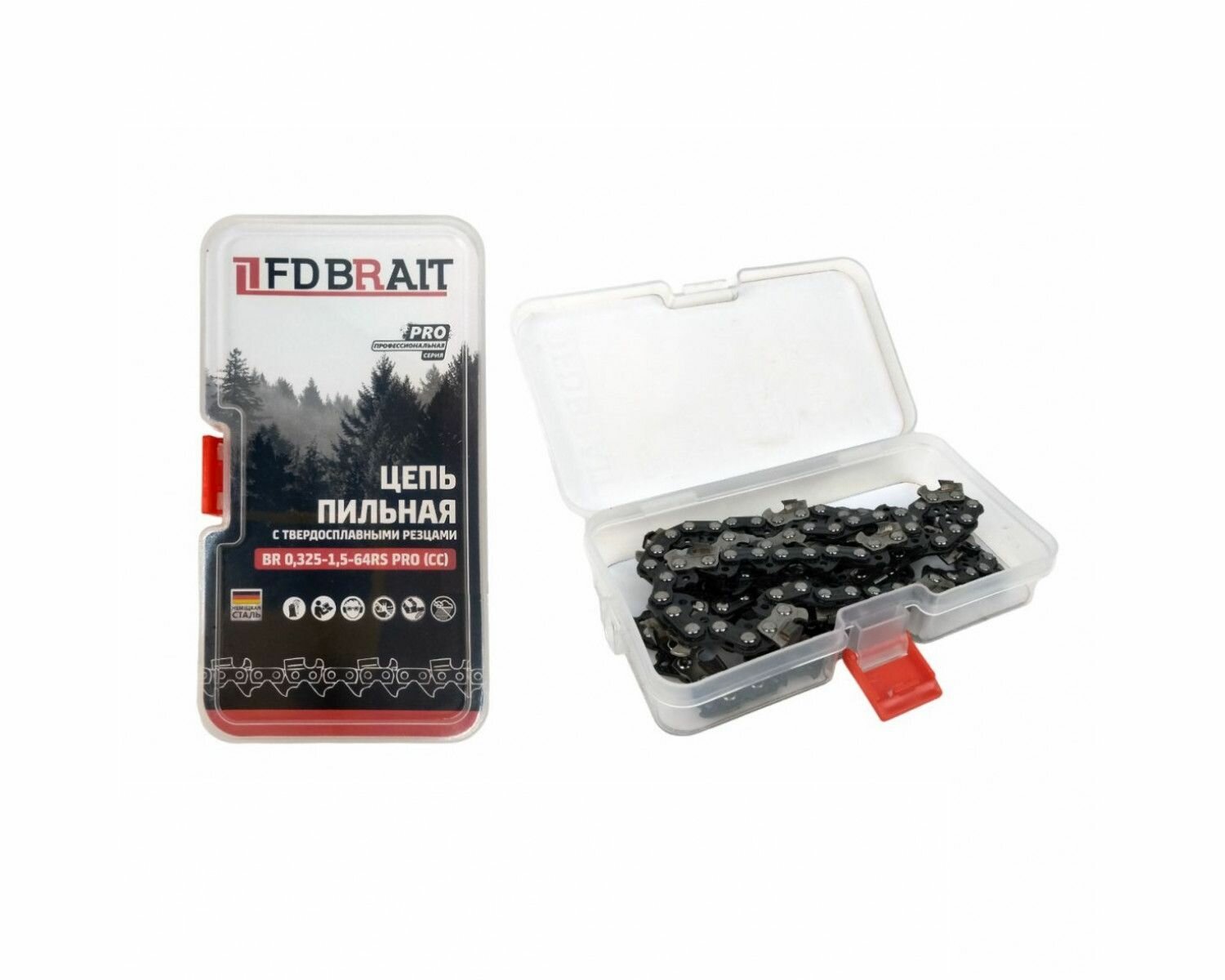 Цепь пильная (футляр) BR 0,325-1,5-64 RS PRO (CC) (Promo 45-15, Carver 246, Husqvarna 345,357,55/64 звена, шаг 0,325", толщина 1,5 мм)