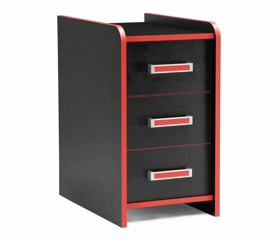 Тумба Геймера КЛ 9.3 , Черный/красный, ЛДСП, с ящиками, для компьютера, комнаты, подростка, ребенка, детской, 332х600х500, росток-мебель