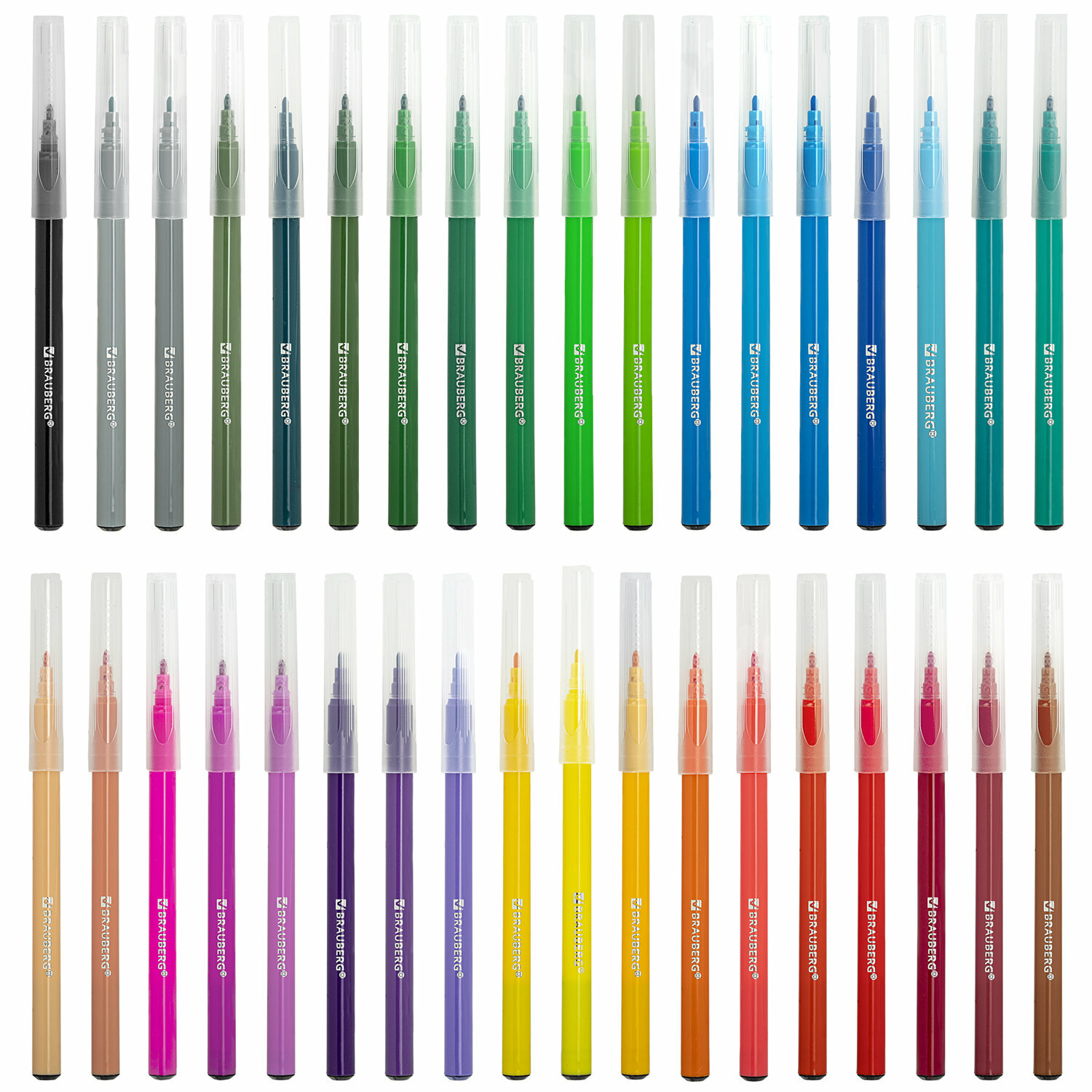 Упаковка 2 шт. Фломастеры BRAUBERG PREMIUM, 36 цветов, классические, вентилируемый колпачок, ПВХ-упаковка, 152505