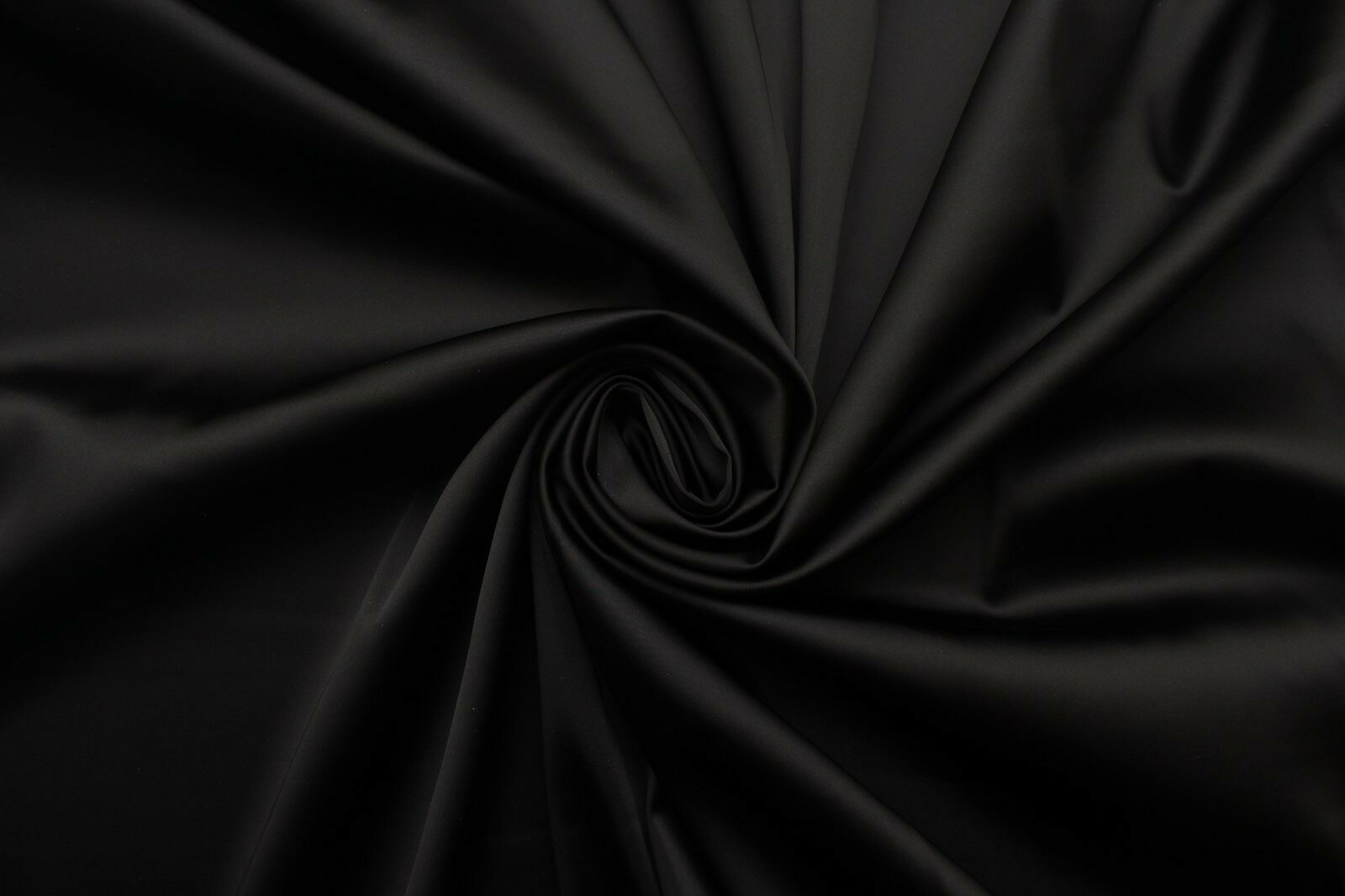 Ткань Сатин костюмный стрейч чёрный, ш140см, 0,5 м