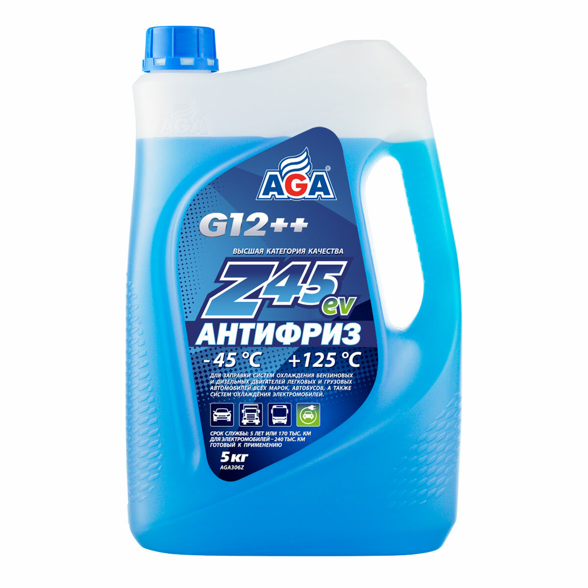 Антифриз AGA Z45 G-12++, синий, -45С (5 кг) AGA306Z