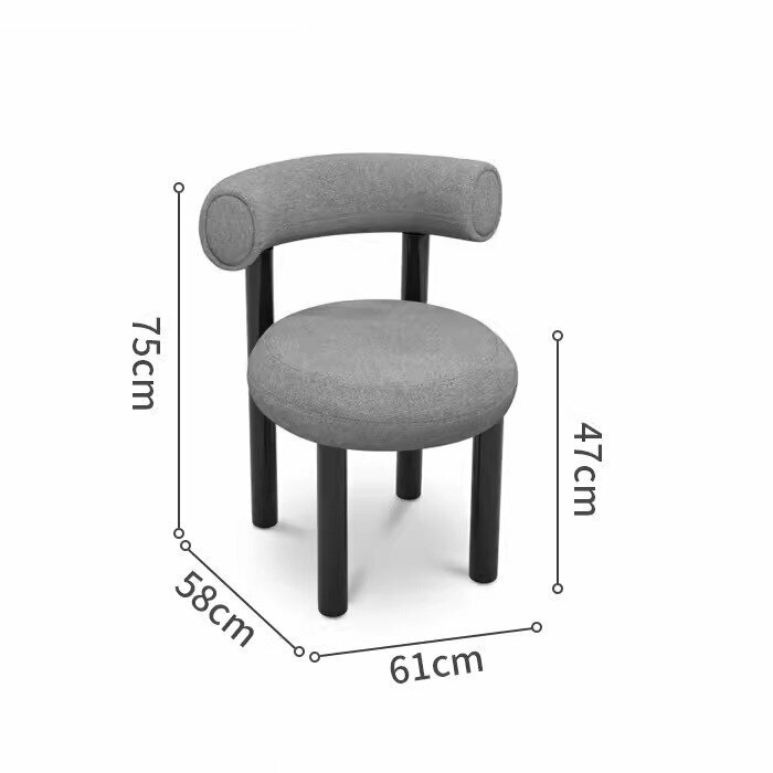 Стул обеденный для столовой в стиле Tom Dixon Fat Dining Chair (серый бархат)