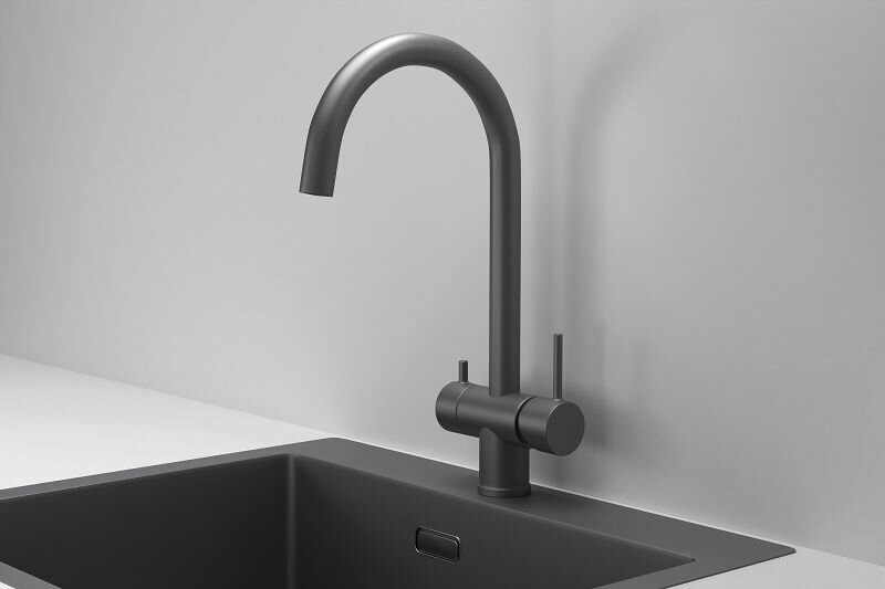 7104, графит матовый, Смеситель Кухонный