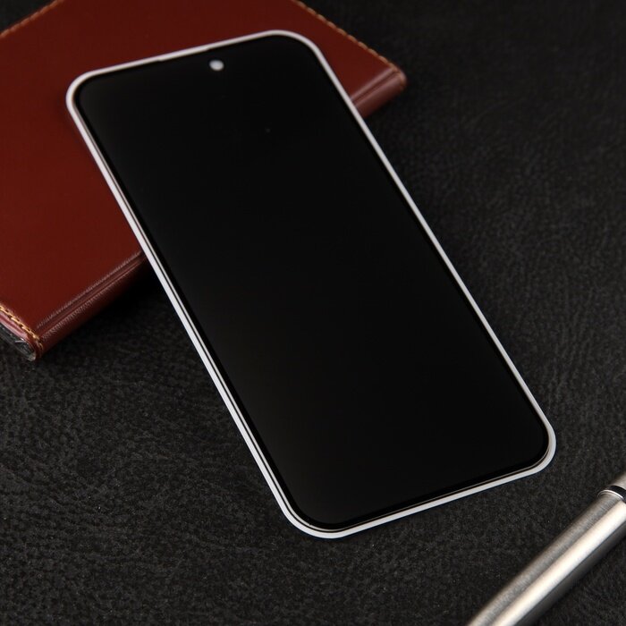 Защитное стекло для iPhone 15 Plus/16 Plus, антишпион, 9H, 0.33 мм, чёрное