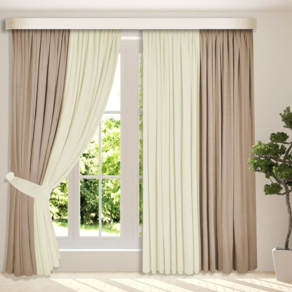 Готовые шторы Кармен Дуэт 200х260, 2 шт. молочный/бежевый