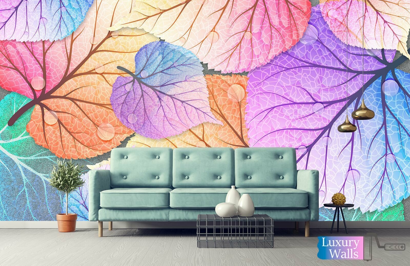 Фотообои 3d на стену флизелиновые Листья 500х270 см Luxury Walls AM15405