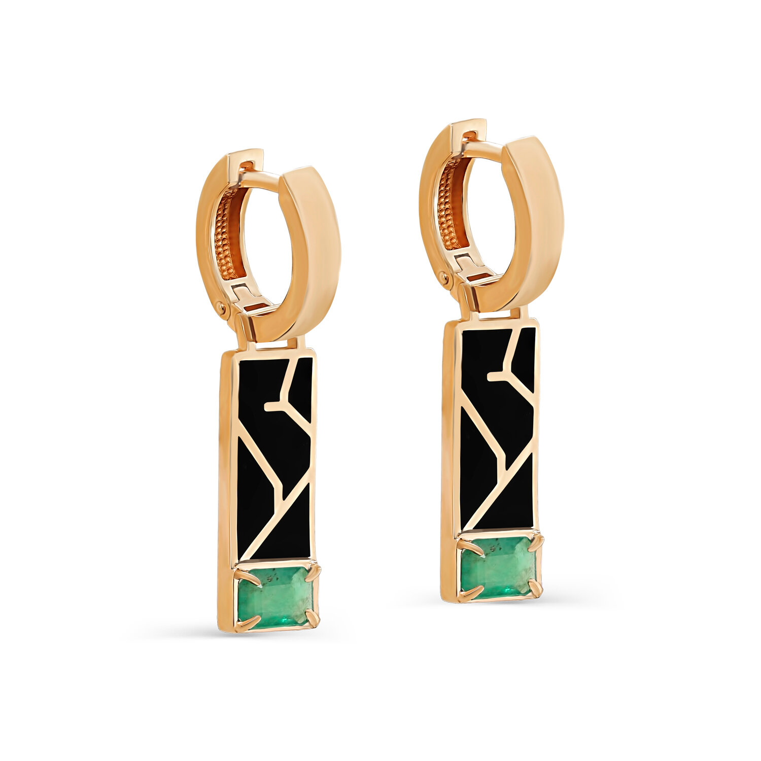 Серьги JEWELIN, красное золото, 585 проба, изумруд