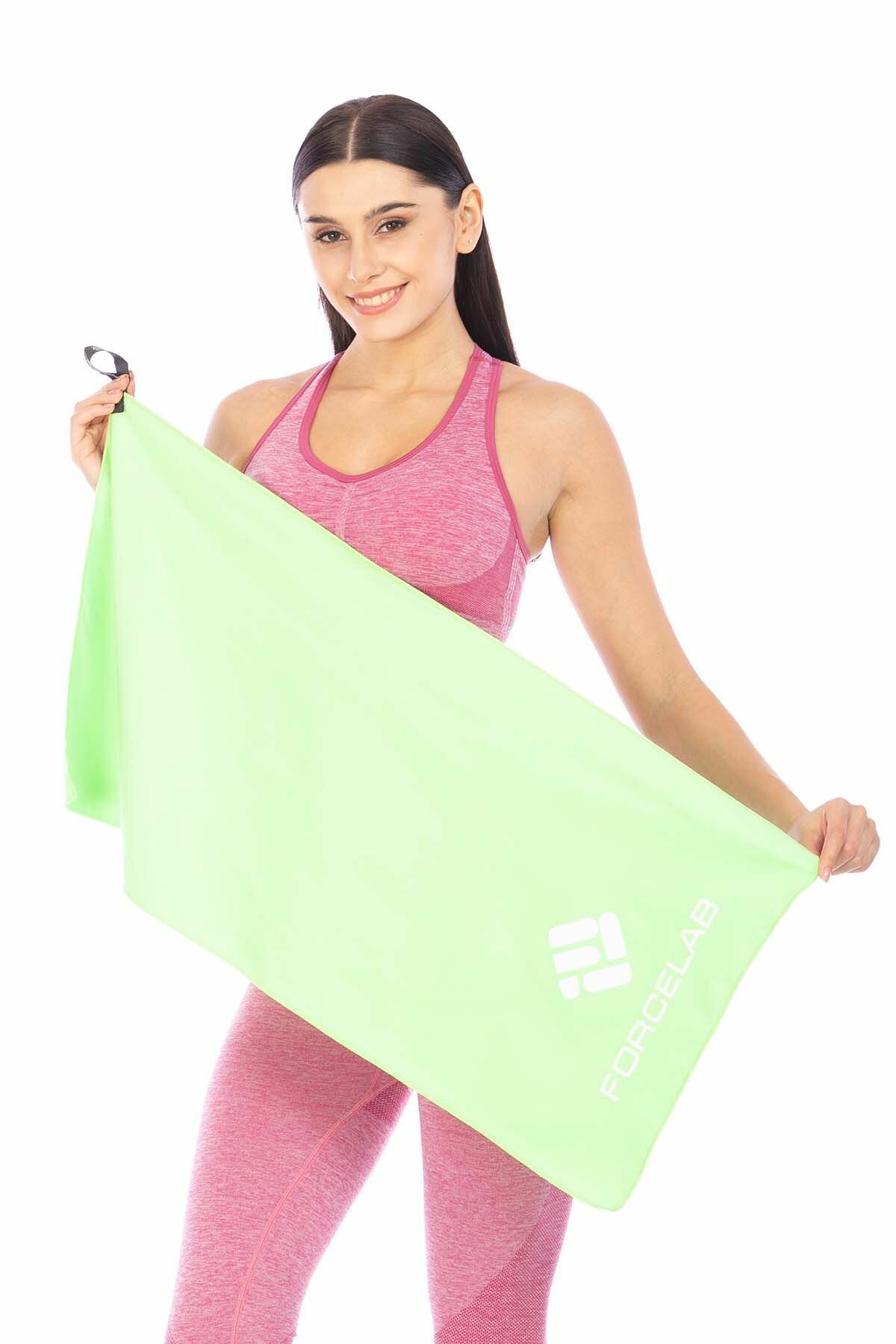 Полотенце FORCELAB маленькое спортивное быстросохнущее мягкое из микрофибры для бассейна, тренировок, фитнеса, спорта, для рук размер 40х80, зеленое