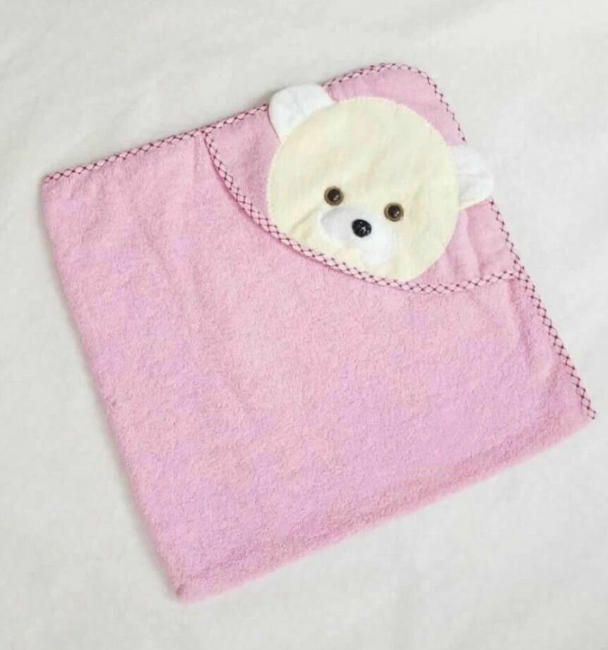 Полотенце-уголок детское 80х80 см пончо с капюшоном