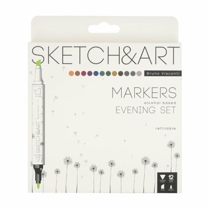 Набор двусторонних скетч-маркеров SKETCH&ART EVENING SET 12 цветов