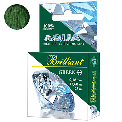 Плетеный шнур для рыбалки AQUA Green Brilliant зимний 0,18mm 25m