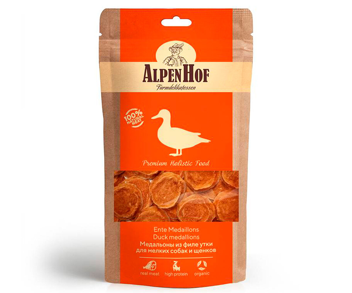 Лакомство медальоны из филе утки для собак Alpenhof 450г a50925