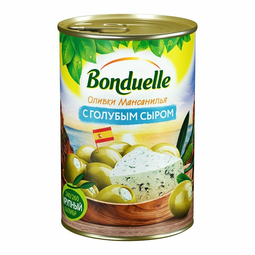 Оливки с голубым сыром BONDUELLE, 300г x 3 упаковки