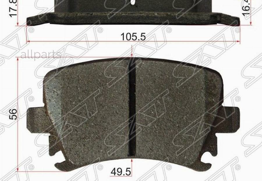 SAT ST-1K0698451G Колодки тормозные (Сзади) Audi A3 03-13 / A4 00-09