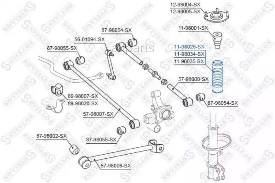STELLOX 1198028SX пыльник амортизатора заднего!\ Toyota Celica/Corolla #E100 92-95/Carina 88-92
