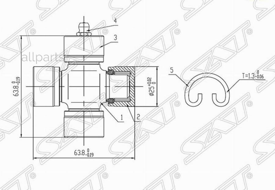 SAT ST-PH01-25-100BSP Крестовина карданного вала Mazda CX-7 06-12