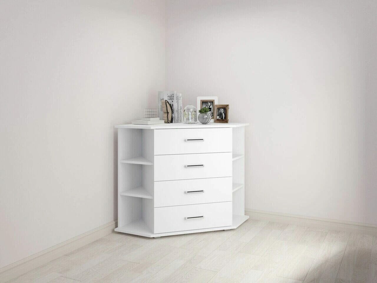 Комод «Катрин 7», угловой, 4 ящика, ЛДСП, белый (770х770х790)