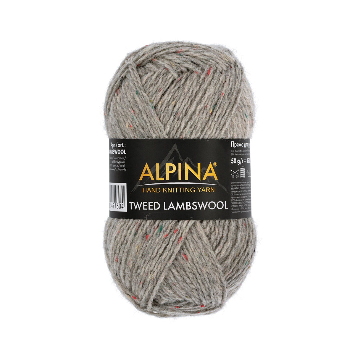Пряжа Alpina "TWEED LAMBSWOOL" 10 шт. по 50 г 75% шерсть, 25% полиамид 150 м №09 св. серый