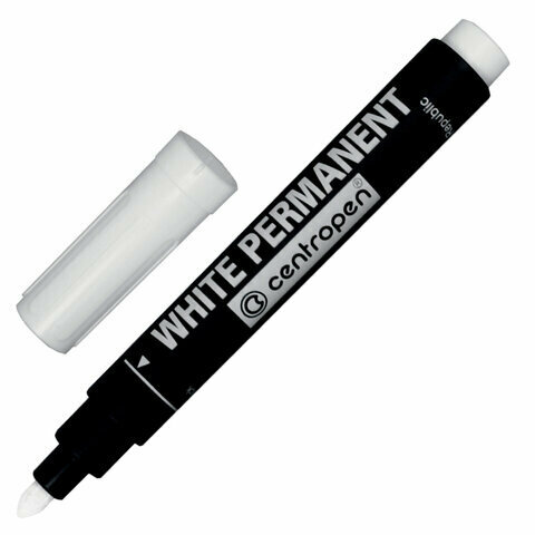 Маркер перманентный белый CENTROPEN, круглый наконечник, 2,5 мм, блистер, 8586, 5 8586 6000