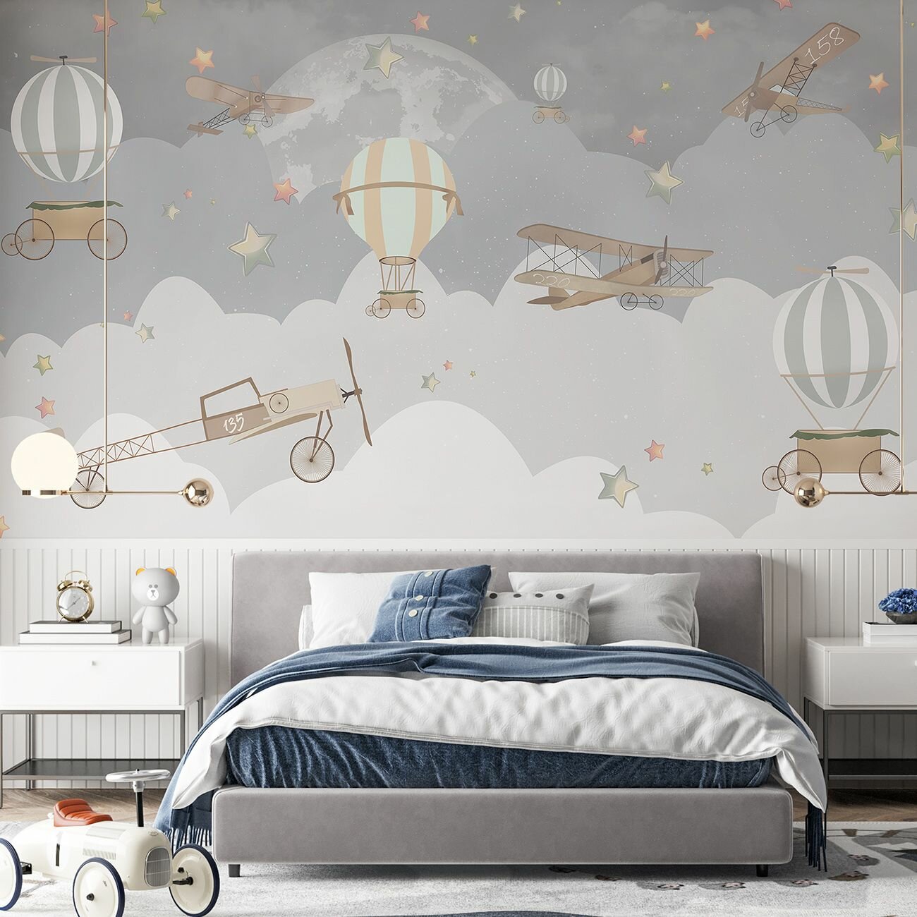 Фотообои/F-447 Разноцветные звёзды над облаками 400х270-Divino