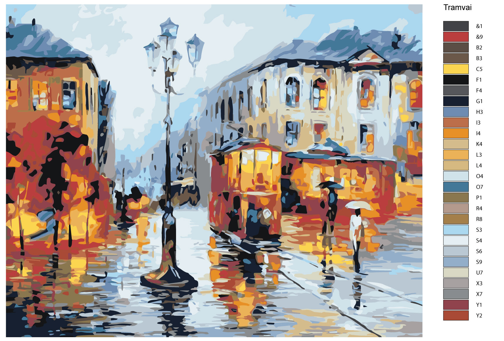 Картина по номерам "Городской трамвай" Леонид Афремов KH0094 40x50