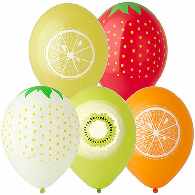 Шар латексный ненадутый Шар с рисунком + Шелкография 14" Фрукты 35 см (25 в уп)