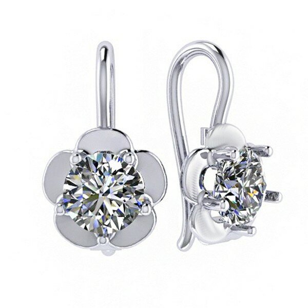 Серьги, серебро, 925 проба, родирование, фианит