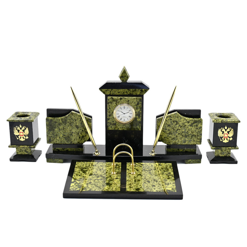 Письменный прибор из змеевика с 2-мя гербами