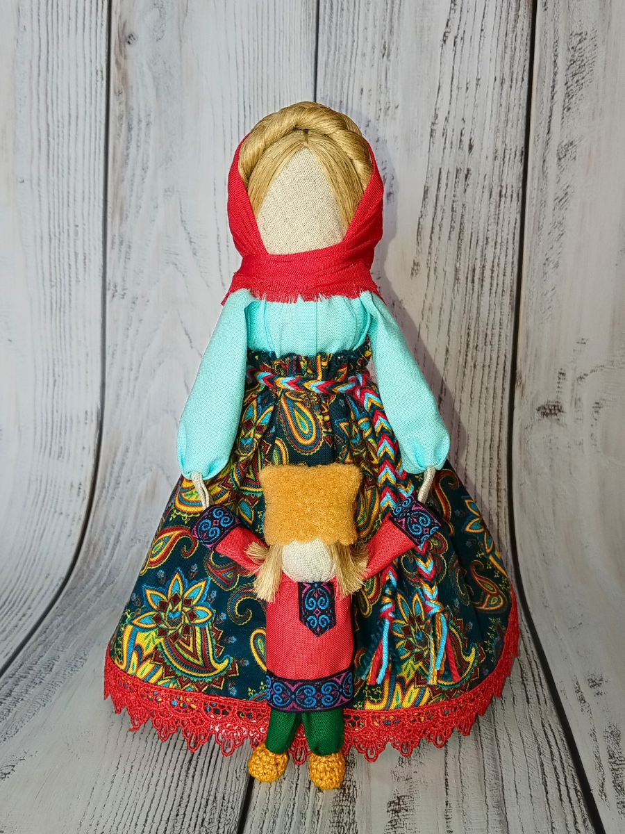 Кукла-оберег Мастерская Мастерица "Ведучка с Сыночком", цвет голубой/бирюзовый