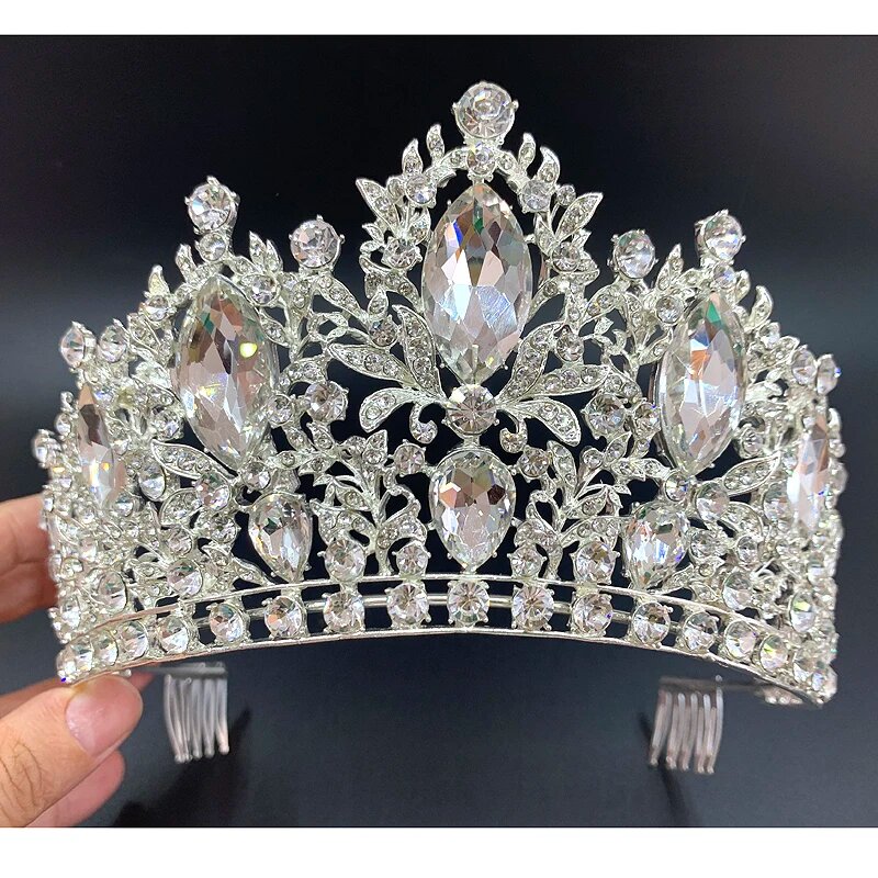 Серебряная тиара с кристаллами YOUFIR, Metal color: silver